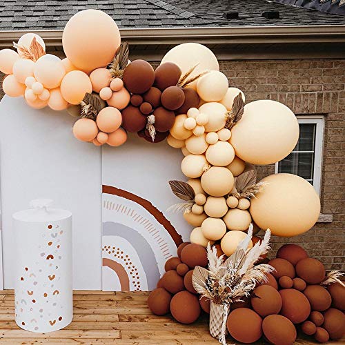 Macaron Brown Balloon Arch Garland Kit-Macaron Brown Balloon Orange Balloon Cuticolor Balloon 134Pcs for Birthday,Gender Reveal,Baby Shower,Wedding,Christmas and New Year Party Decoratio