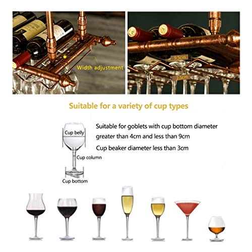 Stylish Simplicity Down Wine Rack, Retro Wrought Iron Wine Rack, Goblet Rack Home, Restaurant Kitchen Bar Decoration Floating Wine Rack Adjustable Height (Bronze Multi-Size), PIBM, Black, 80CM*30