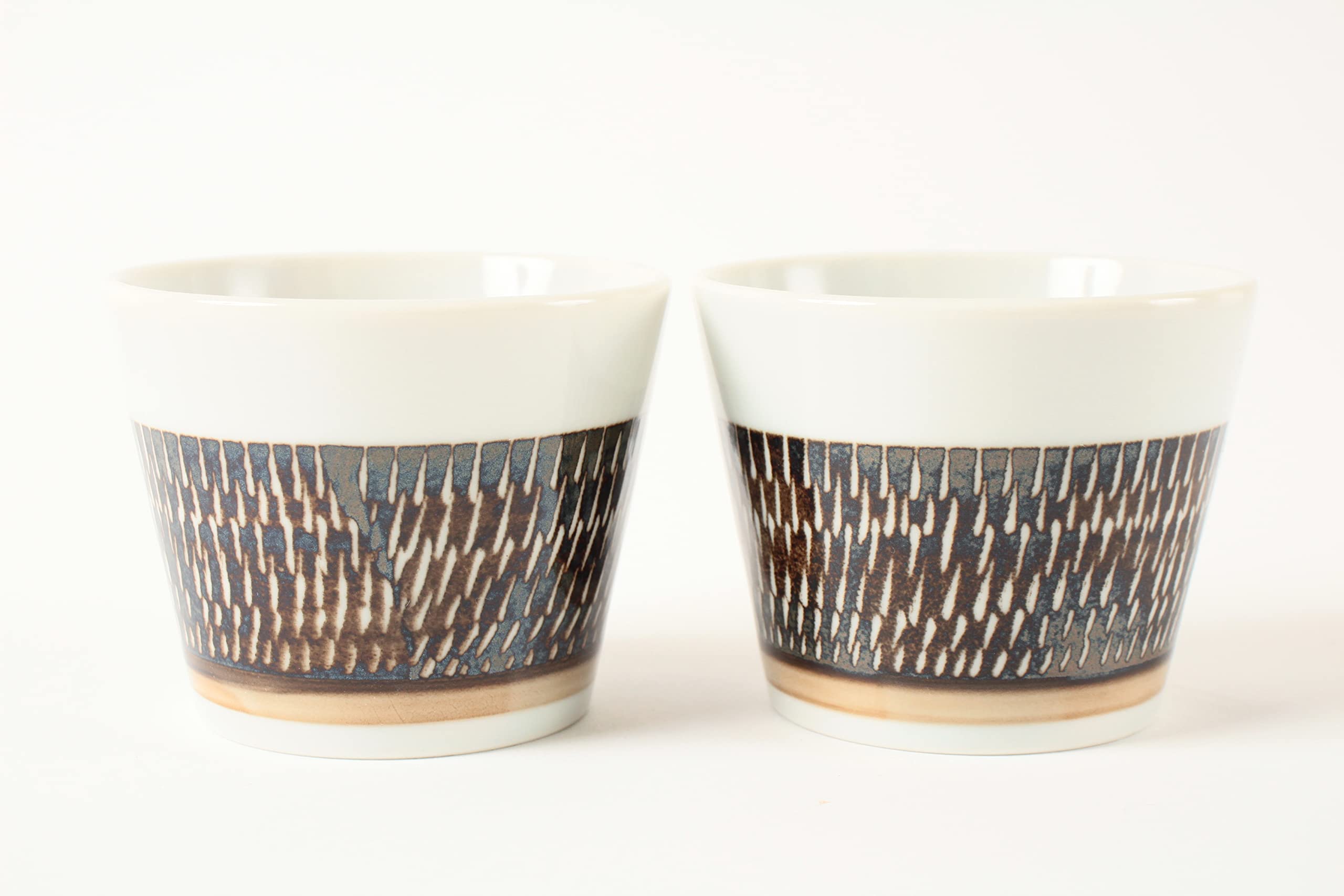 Mino ware Japanese Pottery Pair Sobachoko Tea Cup made in Japan (Japan Import) Rusty Brown Tobikanna STY002