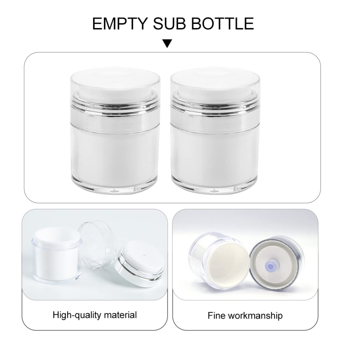 Travel Container Empty Refillable Cosmetic airless Pump Jars Empty airless Cosmetic Container airless Lotion Dispenser Air Pump Bottles Vacuum Container (Size : 7.5x6.2x6.2cm)