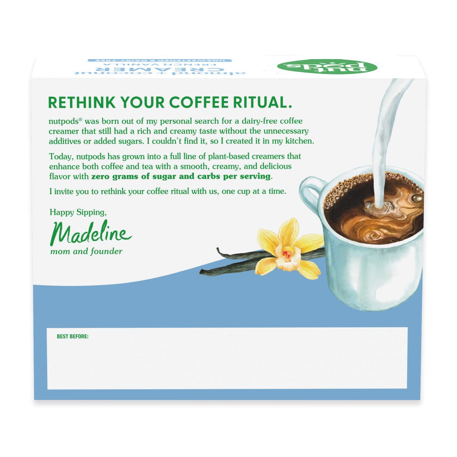nutpods French Vanilla Creamer - Unsweetened Non Dairy Made from Almonds and Coconuts - Keto Creamer, Whole30, Gluten Free, Non-GMO, Vegan, Sugar Free, Kosher (4-Pack)