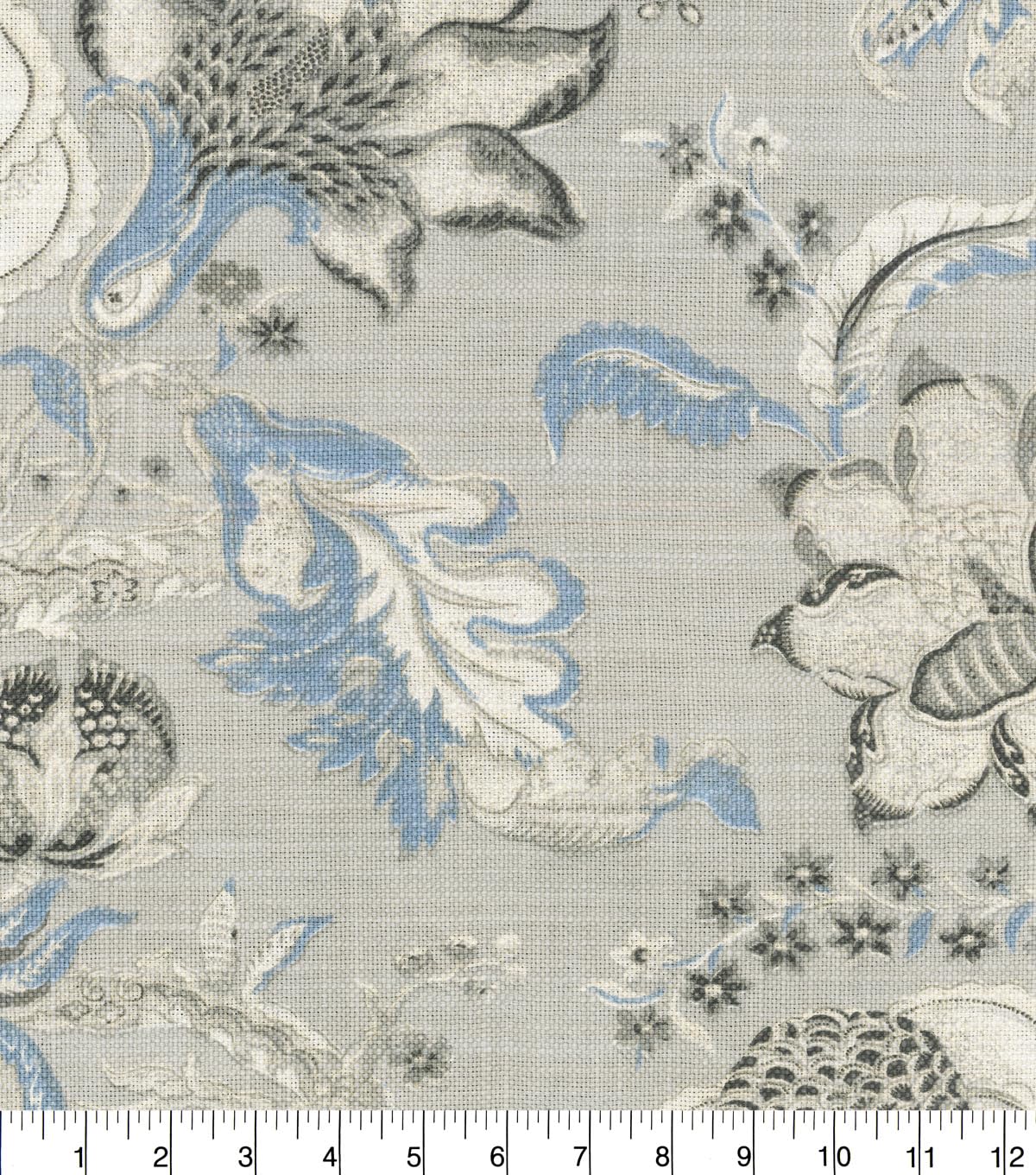 Waverly - Premium Printed Cotton Fabric by The Yard, Floral Inspired, DIY, Craft, Project, Sewing, Designer Upholstery and Home Decor, 54" Wide (Hazel Collection, Chambray)