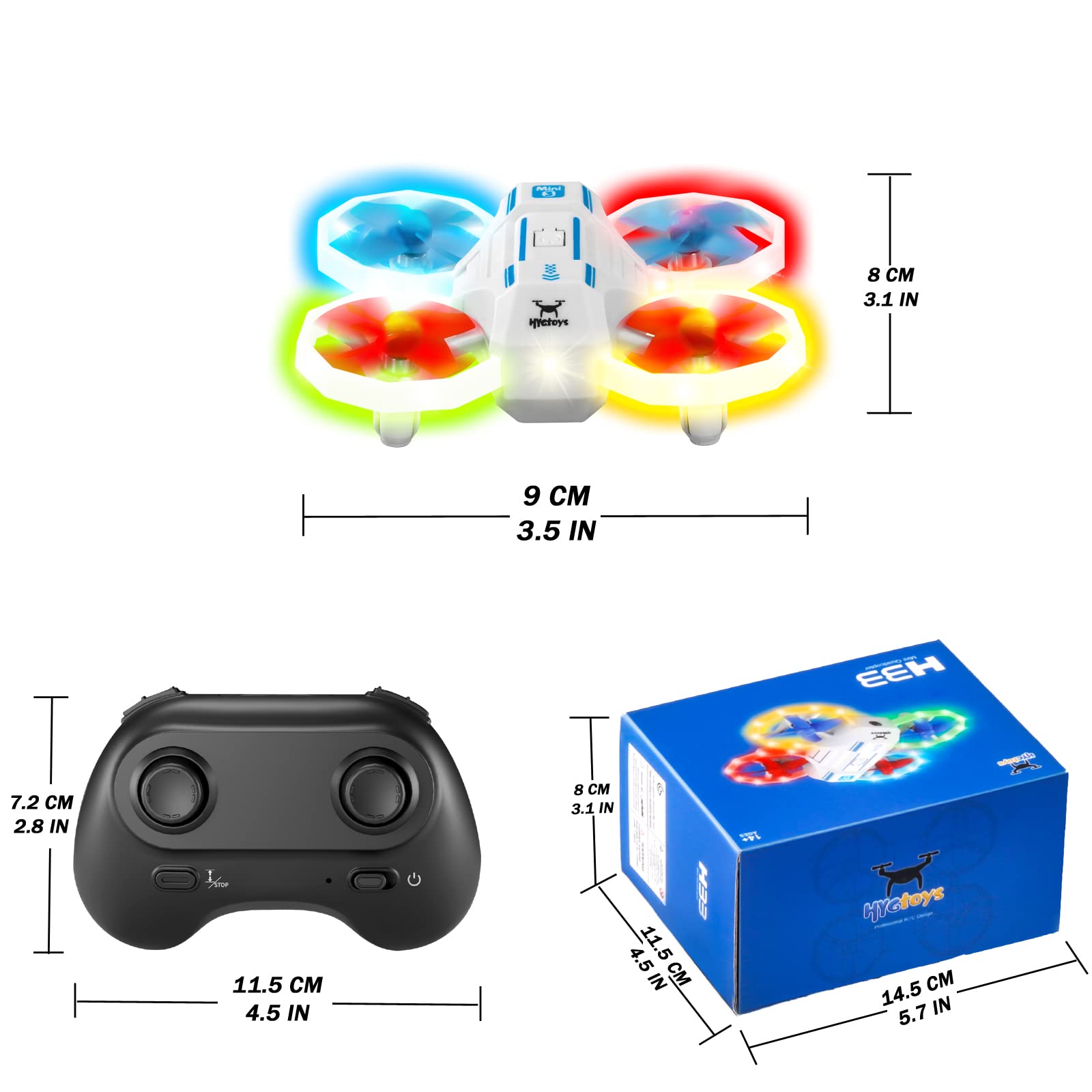 HYG Toys Mini Drones for Kids, RC Drone with Turn Signal Light, Small RC Quadcopter for Beginners, 3D Flips, Headless Mode, and Multiple light modes