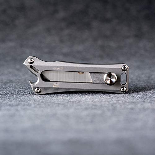 RovyVon V20 Titanium Utility Knife,Razor Blade Replaceable Knife,with Bottle Opener Keychain EDC Tool for Outdoor Hiking Camping (Gray)