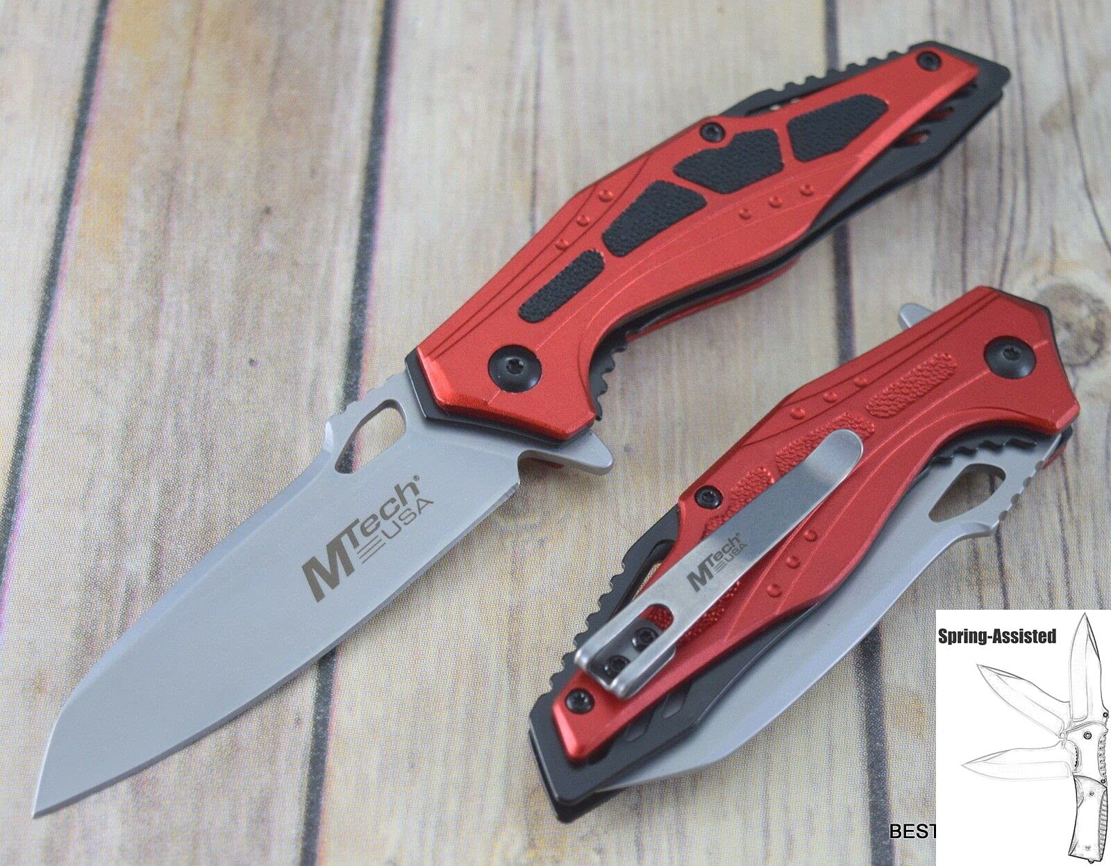 Mtech Tactical Stainless Steel Open Folding Pocket Knife With Clip - 7.75 Inch Outdoor Survival Hunting Knife for Camping by Survival Steel