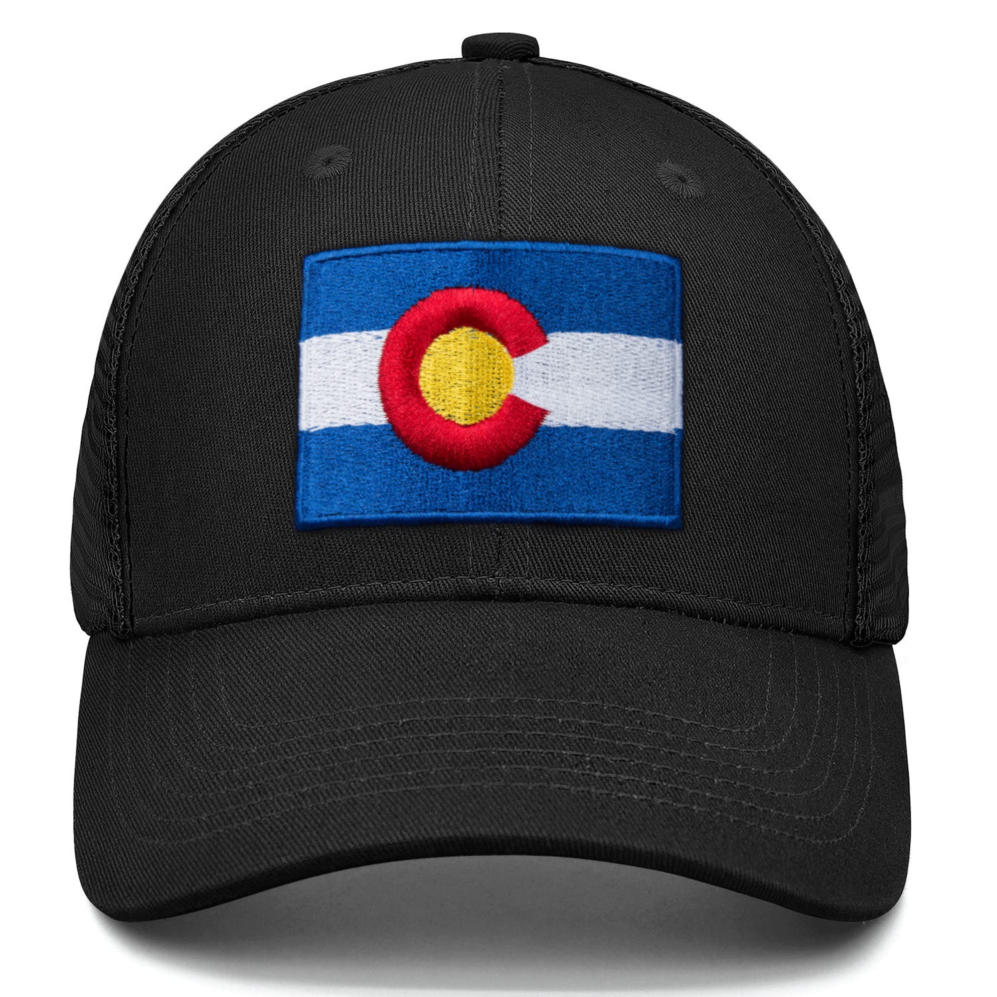 Nuyjimr Colorado Flag Mesh Baseball Cap Men Women Unisex Adjustable Dad Hats Black, One Size