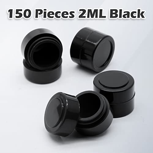 suiwotin 150pcs 2ML Silica Gel Containers, Non-Stick Wax Containers, Multi Use Storage Jars for Wax, Oil Concentrate (Black)