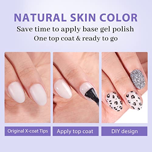 XS Short Almond Oval Gel Nail Tips - BTArtboxnails Extra Short Soft Gel Nail Tips, Milky White Press On Nails, 2 in 1 Neutral X-coat Tips Pre-applied Tip Primer, Stronger Adhesion Fake Nails Short for Nail Extension