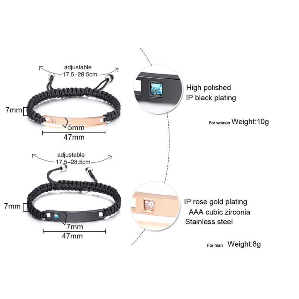 Kedar Personalize Engraved Customized Braided Multilayer Leather Bracelet Custom Leather Free Engraving (Black, Stainless-Steel)