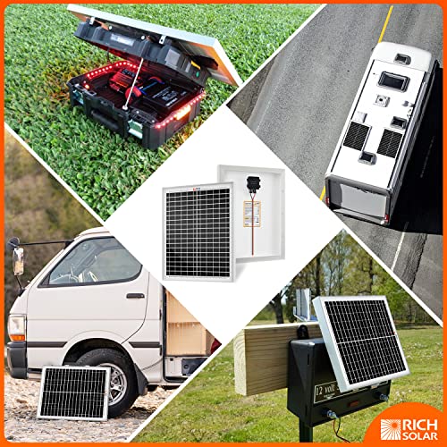 RICH SOLAR 20 Watts 12 Volts Monocrystalline Solar Panel for DC 12V Battery Charging and Any Other Off Grid Applications