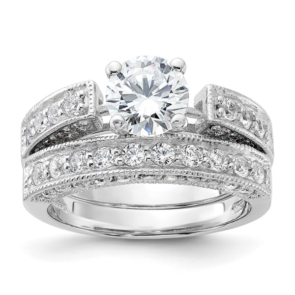 IceCarats 925 Sterling Silver Cubic Zirconia CZ Wedding Band Engagement Ring Bridal Jewelry Set Size 6