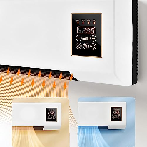 VKEKIEO Small Air Conditioners Fan Wall Mounted Mini Cooling and Heating Air Conditioner fan Remote Control Portable Cooler Fan and Heater Combo Home Bathroom Bedroom Office Room Light White
