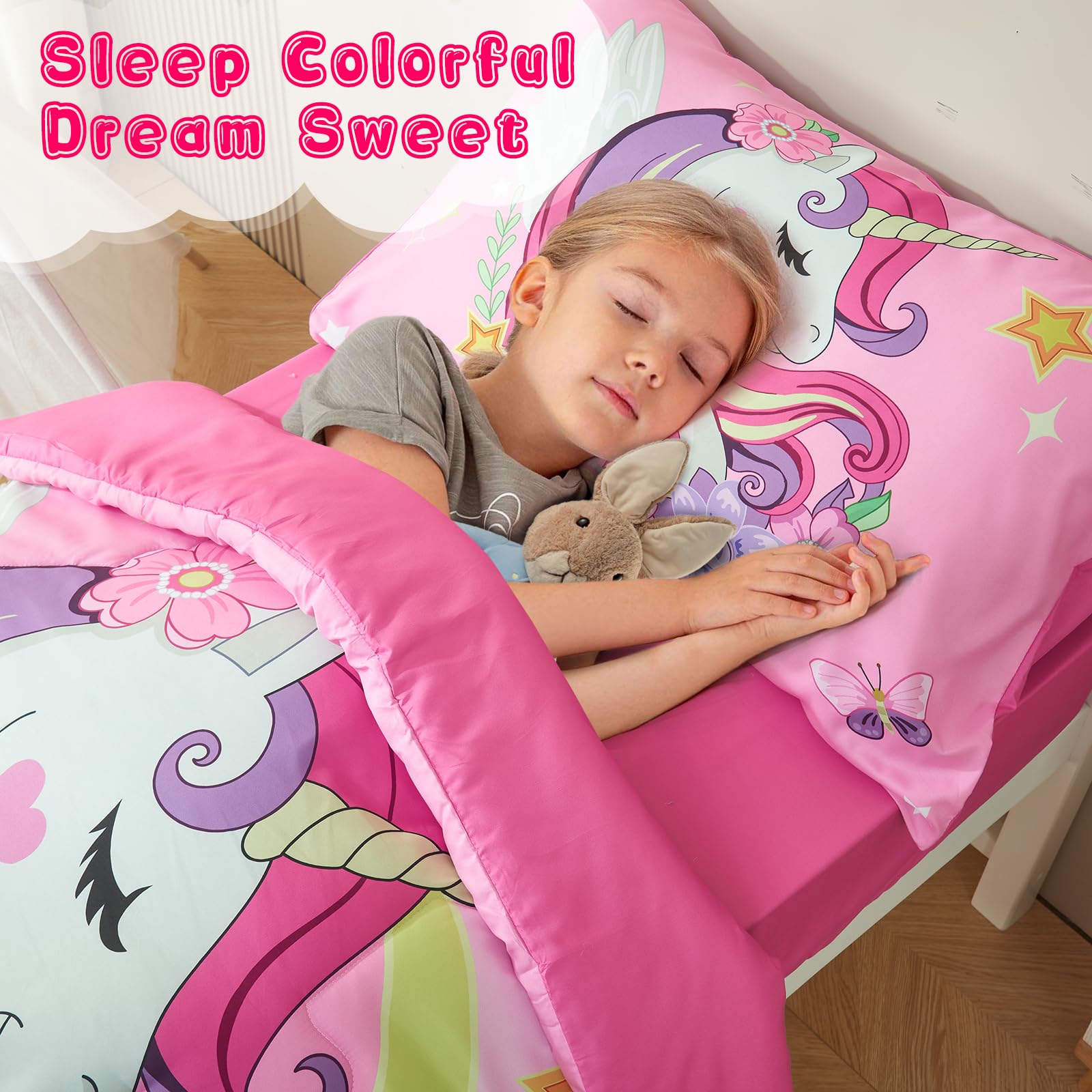 Suyfhdc Toddler Bedding Set-Soft Bedding Sets for Boys Girls, Lightweight Red Black Check Bedding Sets, Girls Sheet Set Kids -Bedroom Decor Fitted Sheet- 4 Pieces