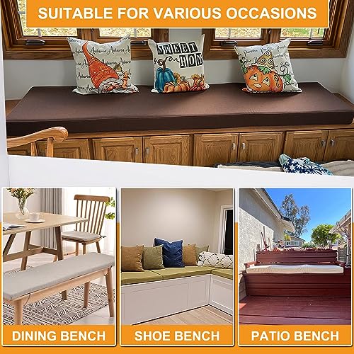 Vlimus Custom Bench Seat Bay Window Cushions Indoor Outdoor Furniture Cushion Replacement 75D Upholstery Foam Non Slip Backing for Sofa Chairs Patio Garden