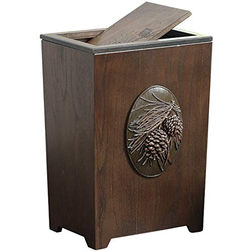TKFDC Wooden Trash Can, Simple Creative Japanese Style Trash Can Home Living Room Bedroom Office Storage Bucket Trash Can