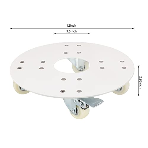 YUjieSTC Plant Stand with Wheels,3.0mm Thick Aluminum Alloy Heavy Duty Plant Caddy with Wheels, Rolling Plant Stand Holds 12 Inch and 500lbs(White)