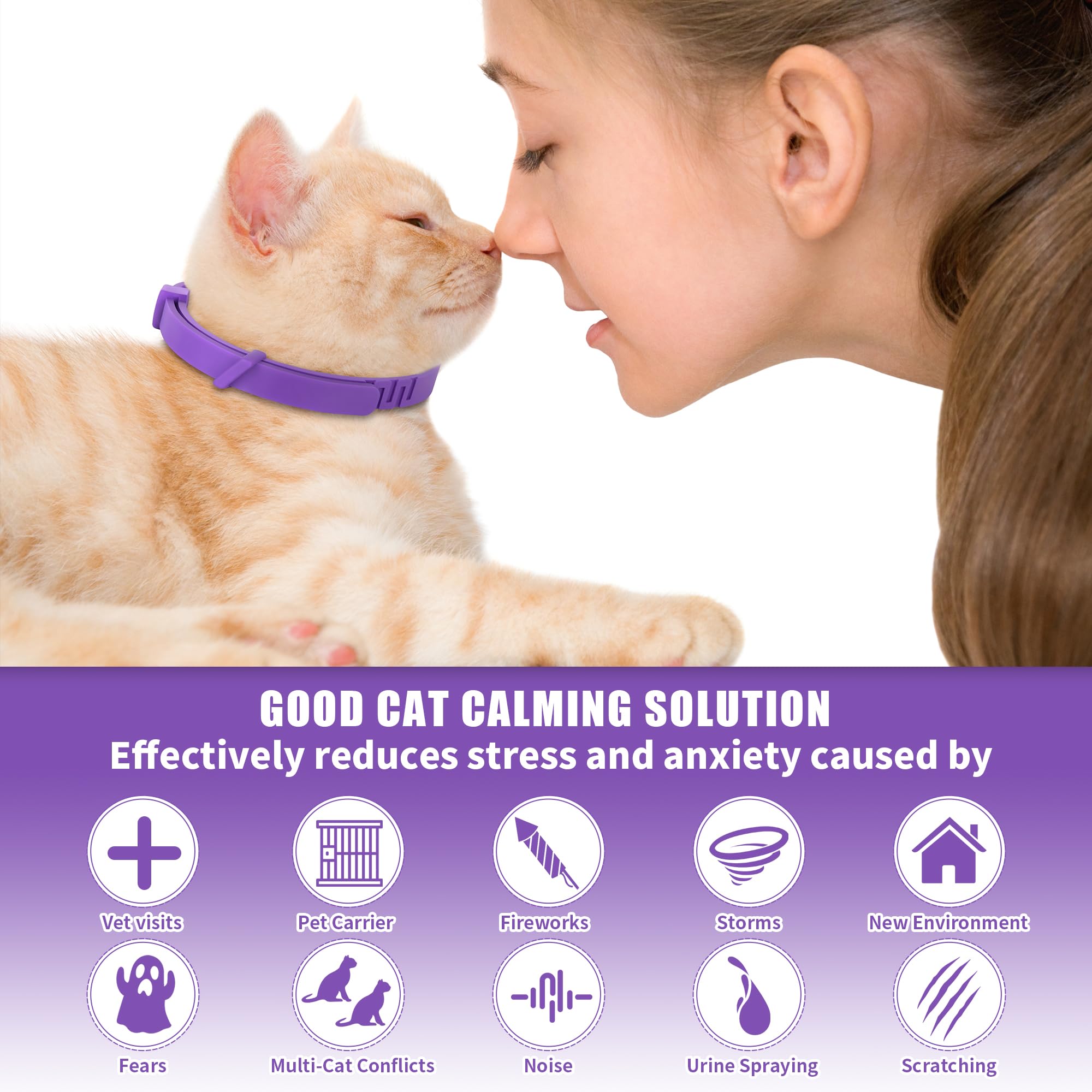 Yirr Calming Collar for Cats, 4 Pack Cat Calming Collar, Cat Pheromone Collar, Cat Calming Collar for Indoor Outdoor Cats, Relaxing Pheromone for Cat Relief Stress Anxiety Fighting Scratching