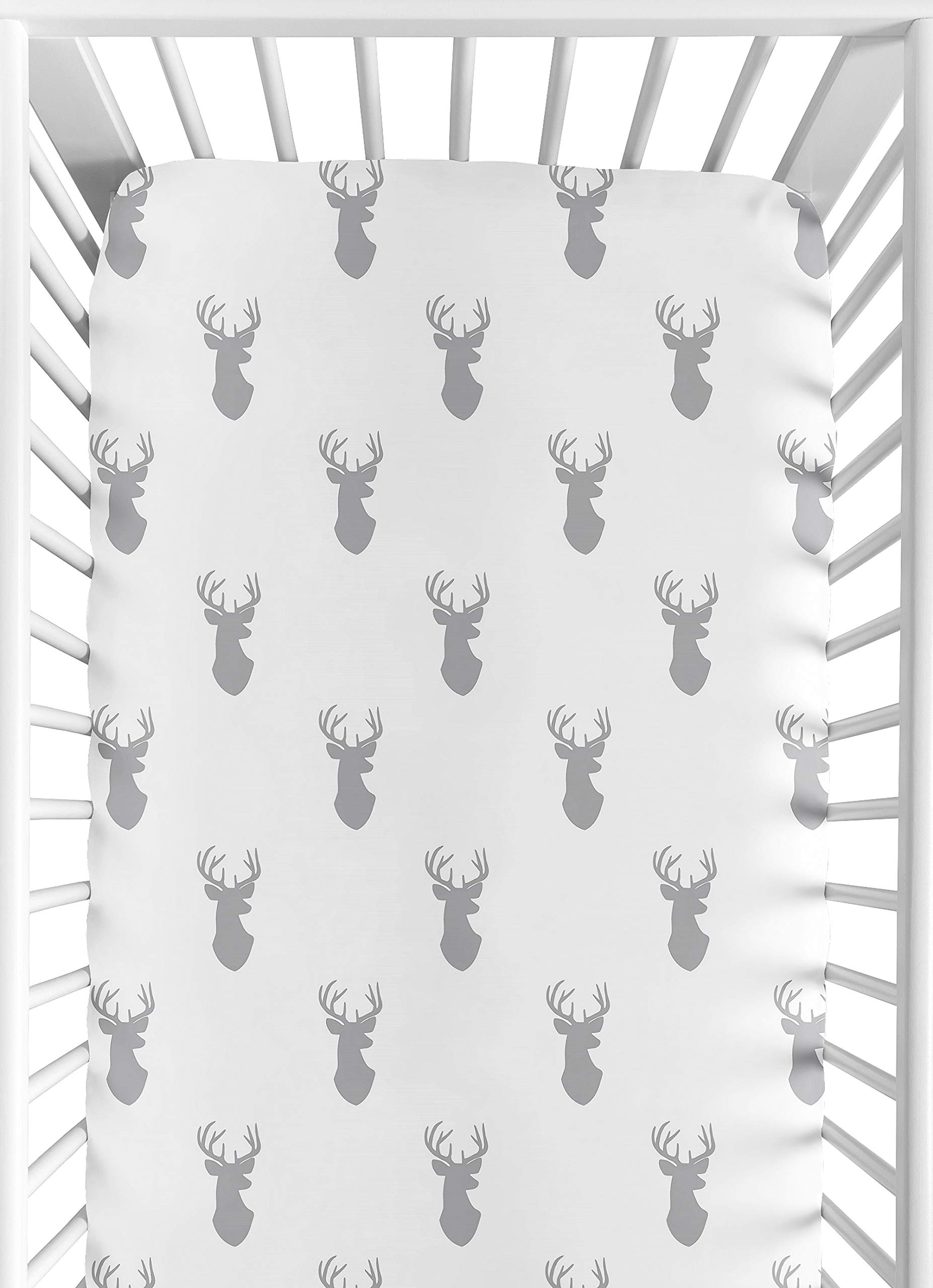 Sweet Jojo Designs Grey Baby Fitted Crib Sheet Set Nursery Soft Infant Newborn Fits Standard Mattress or Toddler Bed - 2pc - Navy Blue Mint Grey and White