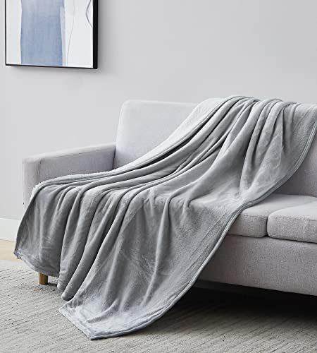 Southshore Fine Living, Inc. Oversized Throw Blanket for Bed and Couch, Reversible Throw Sherpa Blankets Cozy Warm Microfleece Throw Blanket for Winter (50 x 70) Throw Blankets Steel Grey Color