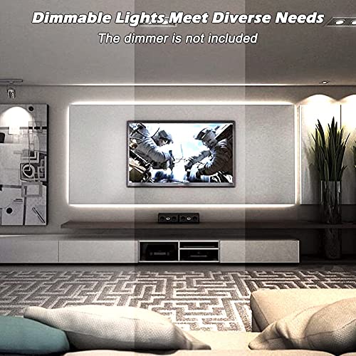 SURNIE 150ft LED Rope Lights Outdoor Waterproof - 110V Daylight White Dimmable Thick Flat Strip Light 6500K Cuttable Connectable for Stairs,Deck,Backyards,Commercial Use Indoor Outdoor Rope Lighting