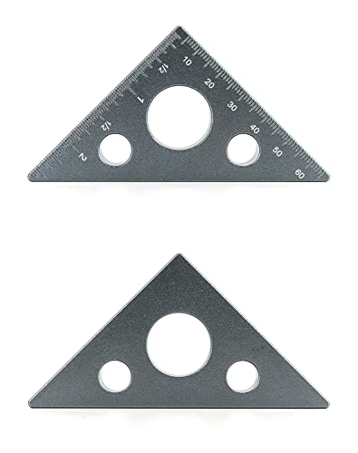 QWORK Aluminum Alloy 45 Degree Angle Ruler, Woodworking Carpenter Imperial Metric Square Triangle Ruler Angle Measurement Workshop Measurement Tool