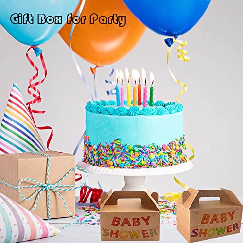 Unarty 30 Pcs Large Gable Boxes with Handle, 8 x 5 x 4 Inch Kraft Gable Boxes for Gift, Large Treat Boxes with Handles for Wedding, Baby Shower, Paper Gable Treat Boxes