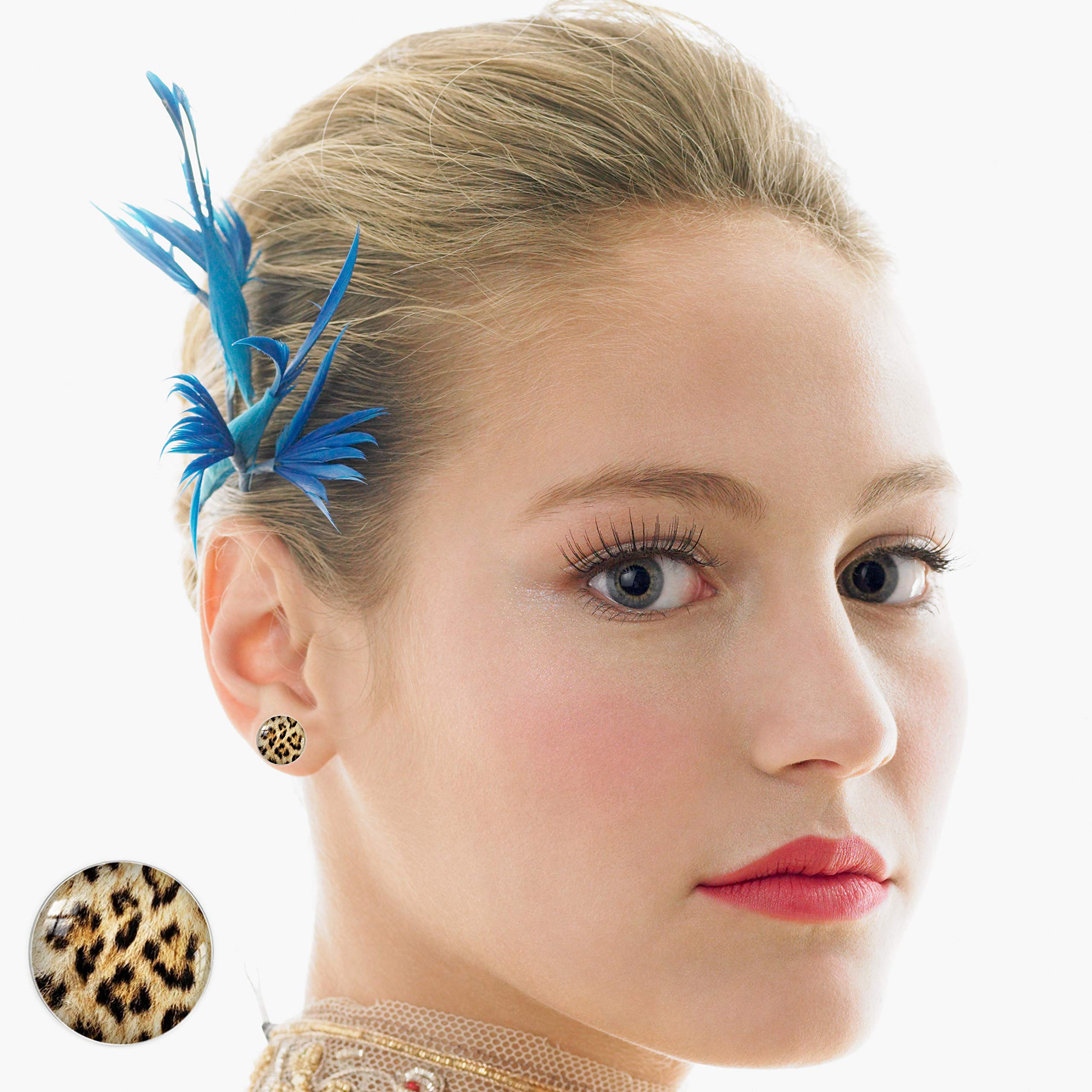 Leopard Earring Stainless Steel Stud Earring Jewelry for Women best gift for friend 12 MM 24PCS Ear studs