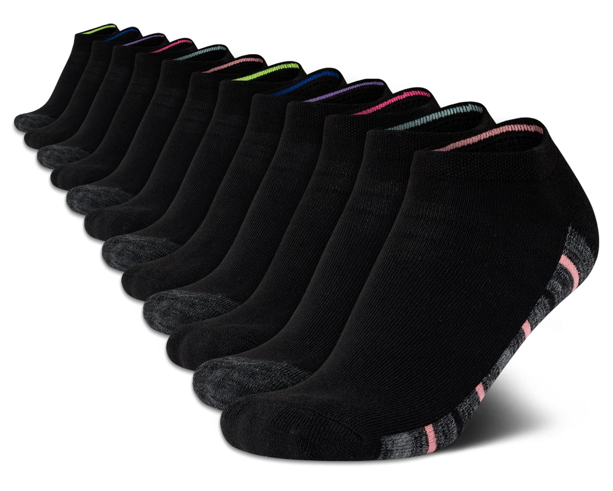Nautica Women's Socks - Athletic Cushion Low Cut Socks (12 Pack), Size 4-10, WhitePink