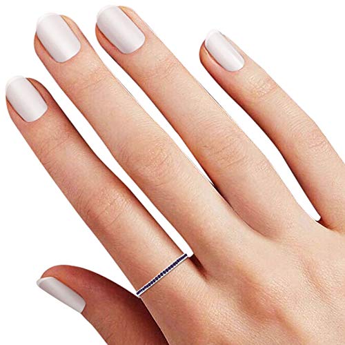 Jewel Zone US Simulated Amethyst Eternity Stackable Wedding Ring in 14k White Gold Over Sterling Silver (1/5 Cttw)