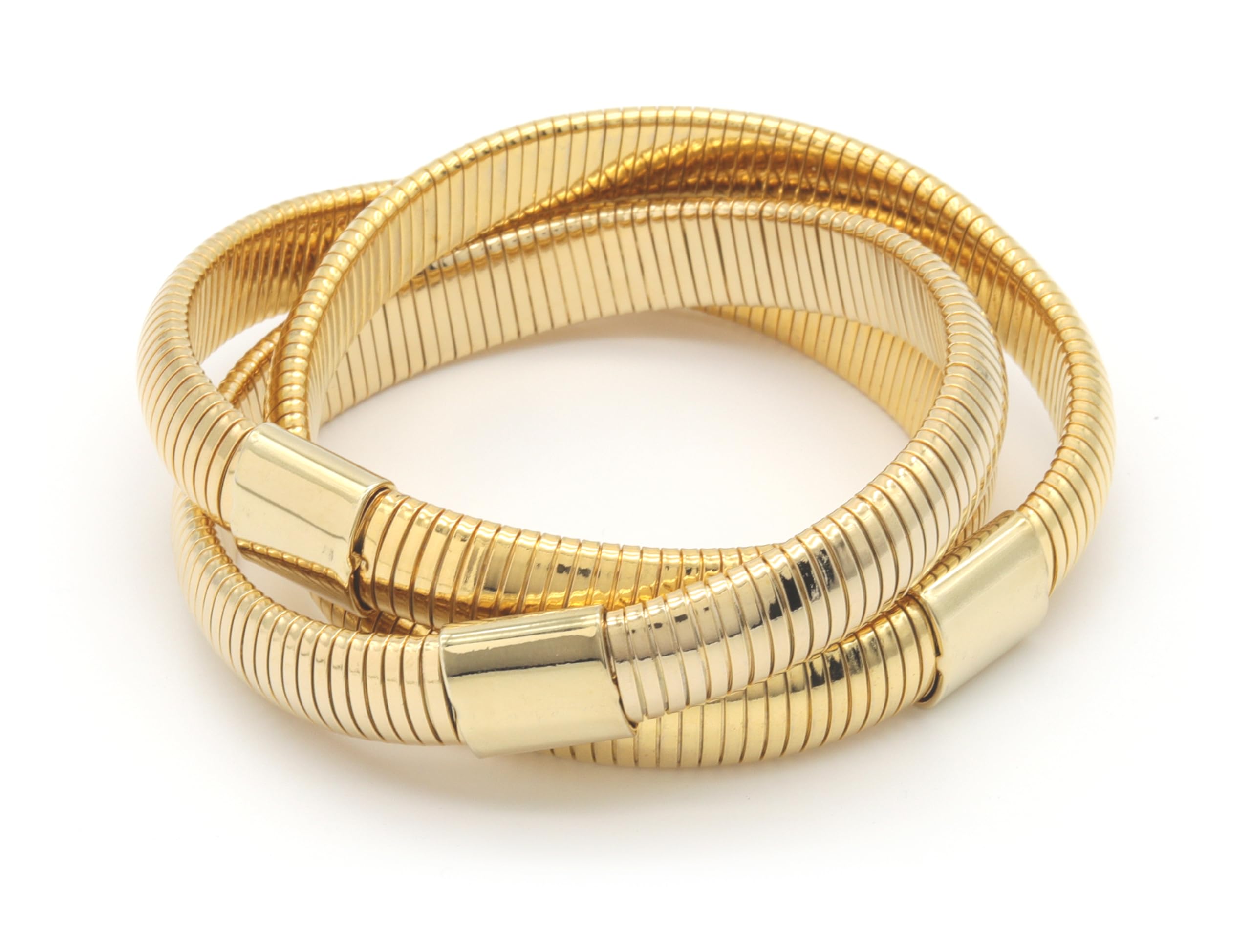 Marshal Metal Fashion Bracelet Omega Stretch Triple Cobra Bracelet (10mm x3) (Gold)