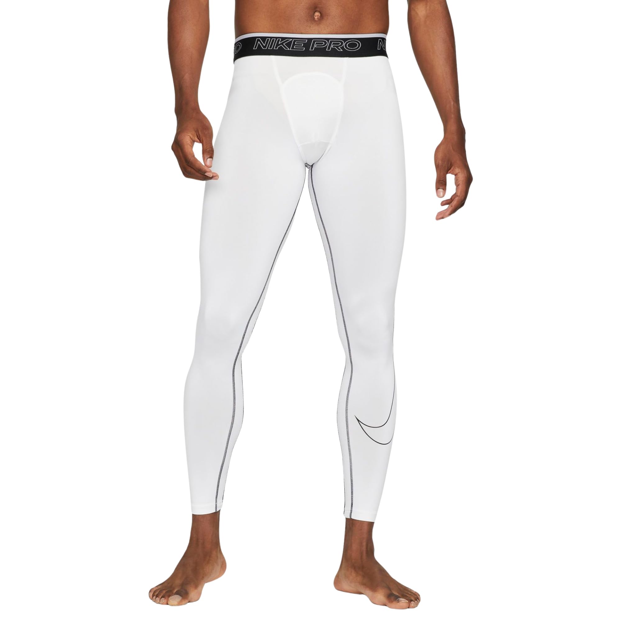 Nike Pro Dri-FIT Men's Tights (as1, Alpha, s, Regular, Regular, White/Black, Small)