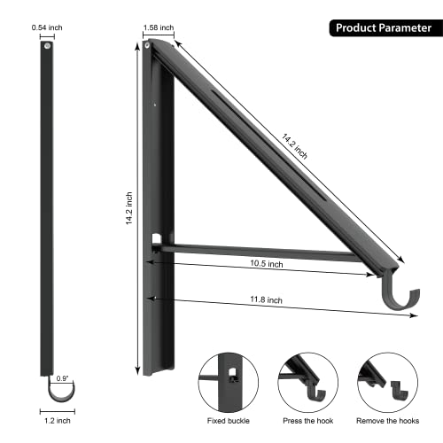 WXS-CHALL Aluminum Wall Mounted Clothes Drying Rack - Space Saving Folding Laundry Rack for Wall, Collapsible Design (Black)