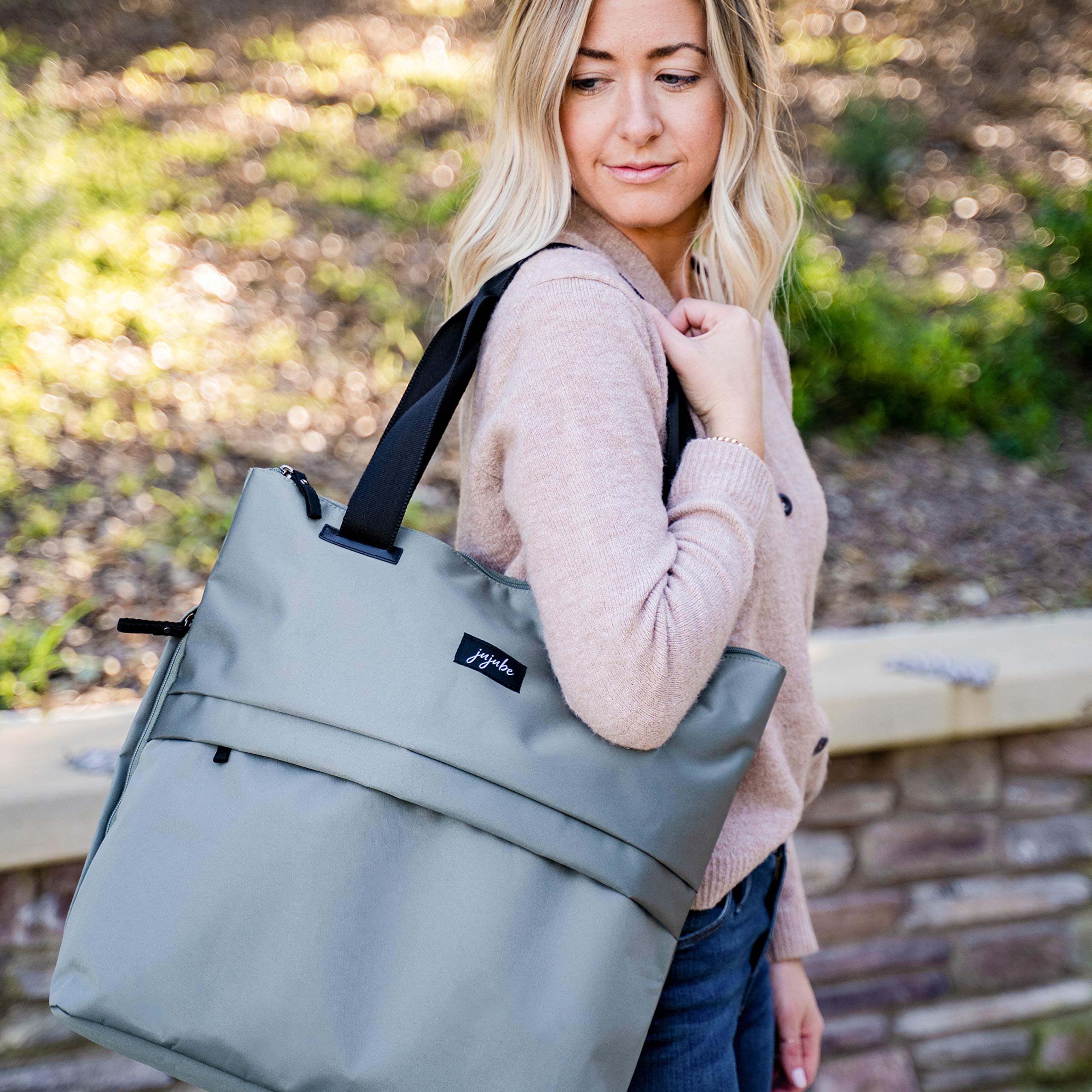 JuJuBe | All Purpose Shoulder Tote Bag | Durable Machine Washable Lightweight with Pockets use for Travel, Gym, Beach or Baby Diaper Bag | Olive
