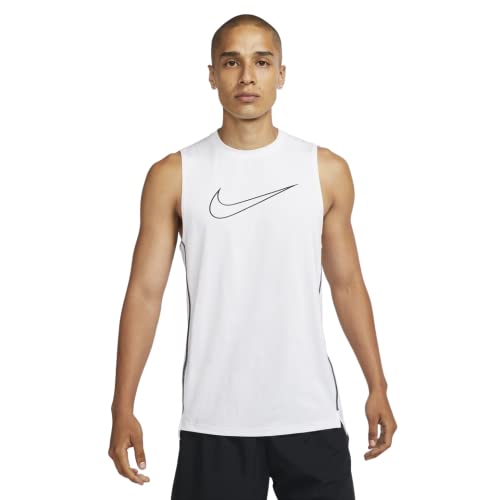 Nike Pro Dri-Fit Men's Slim Fit Sleeveless Top (as1, Alpha, m, Regular, Regular, White/Black)