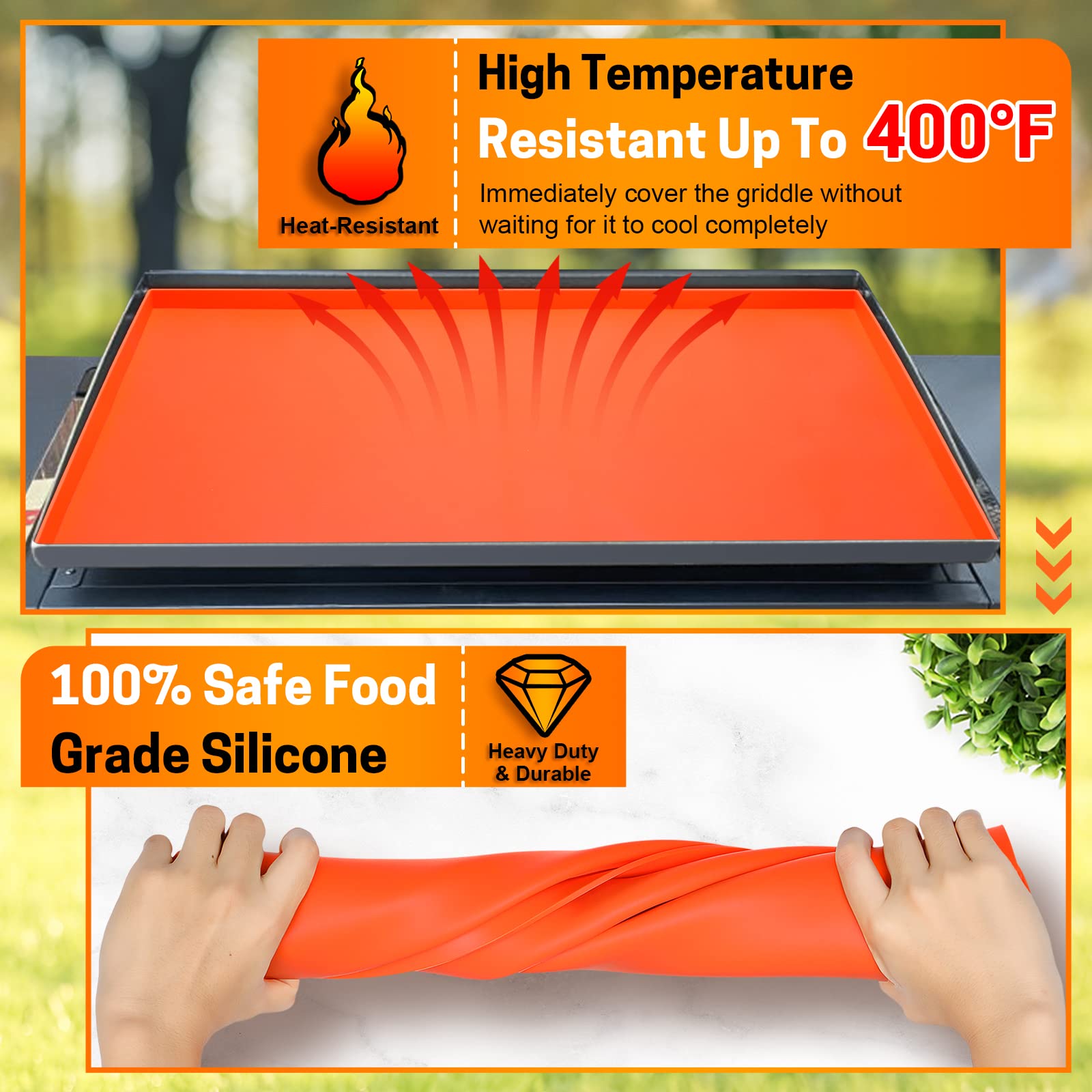 i-FSK Griddle Mat for Blackstone 22", Silicone Griddle Cover Compatible with Blackstone, Blackstone Griddle Accessories, Heavy Duty Grill Cover for All Season Cooking Protective
