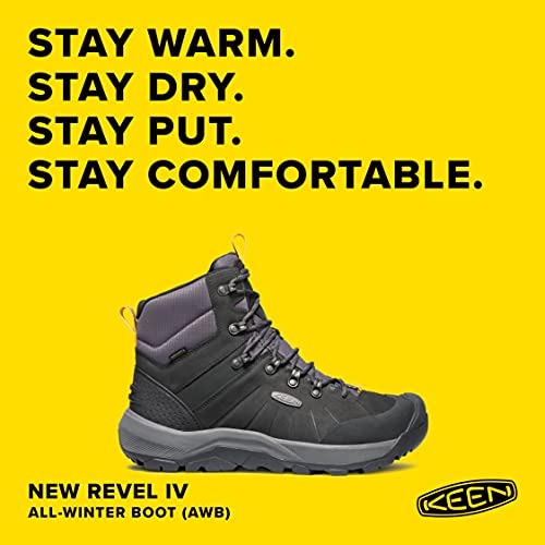KEEN Men's Revel 4 Mid Height Polar Insulated Waterproof Snow Boots, Black/Magnet, 12