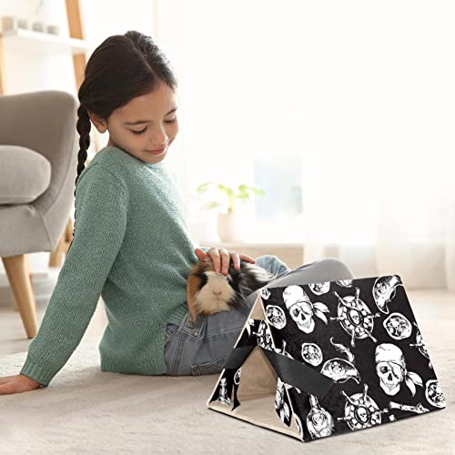 Y-DSIWX Guinea Pig Hideout House Bed, Skull Dark Pattern Rabbit Cave, Squirrel Chinchilla Hamster Hedgehog Nest Cage