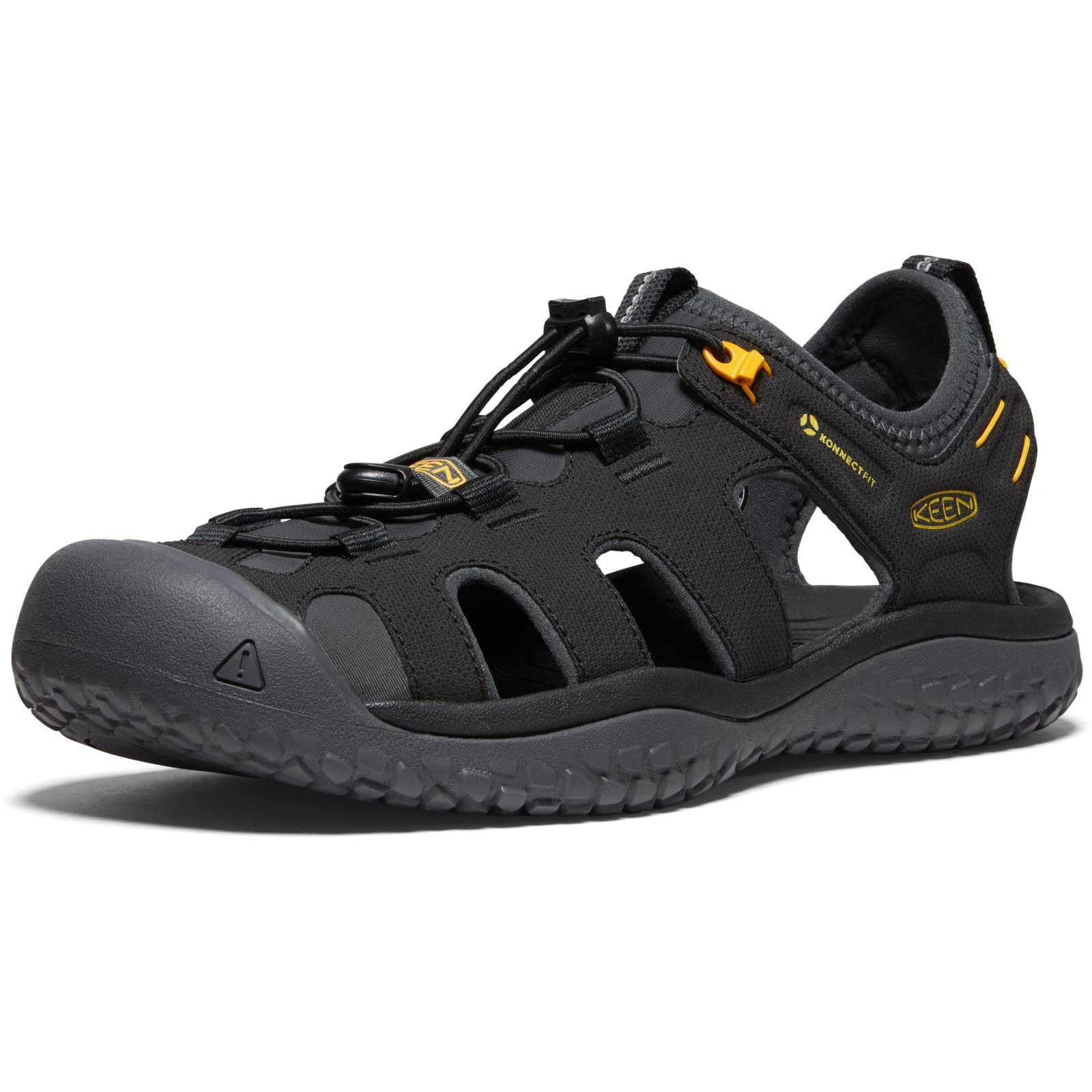 KEEN Men's SOLR High Performance Sport Closed Toe Water Water Shoe, Black/Gold, 9 US