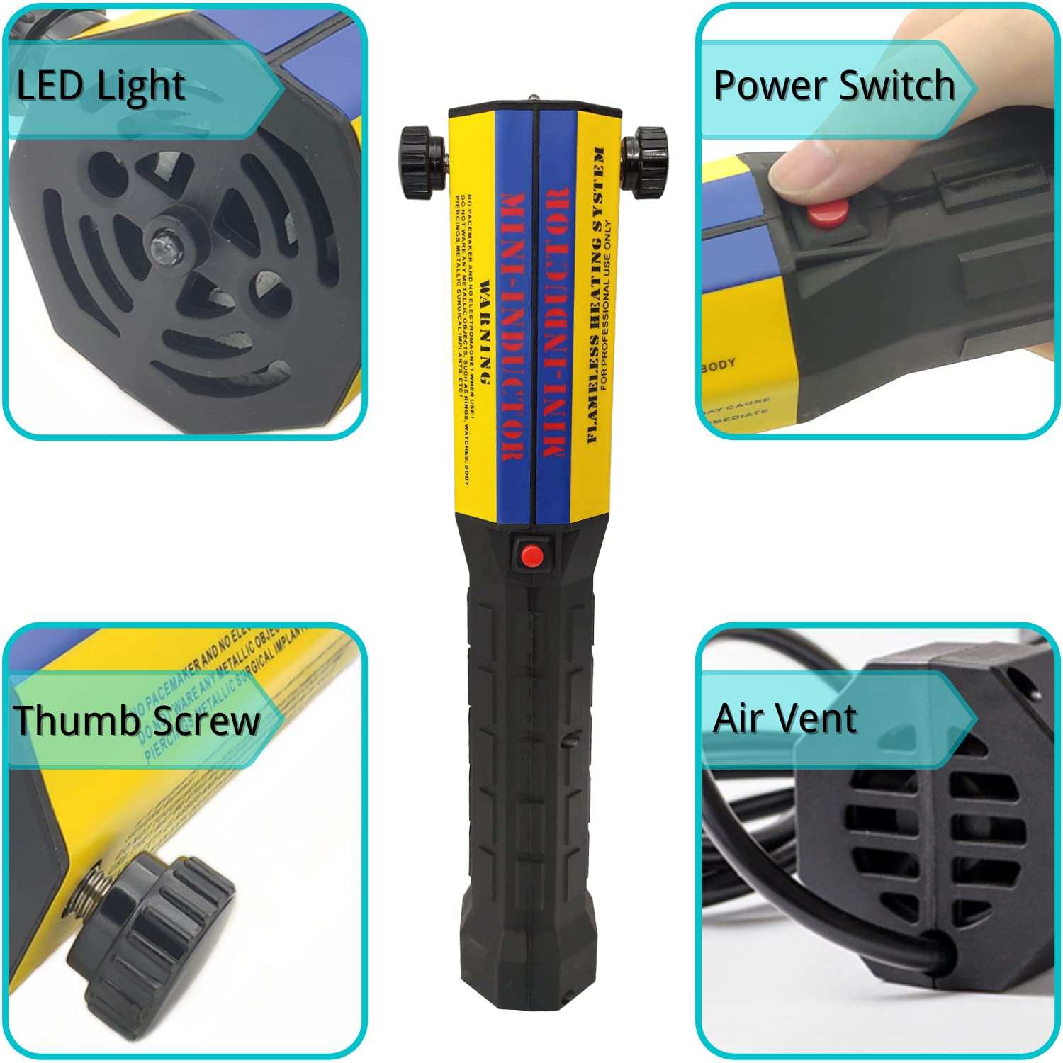 JWGUTS Induction Heater with 10 Pieces Coils 1000W 110V Magnetic Automotive Flameless Heating Handheld Bolt Removal Rusty Screw Removing Tool