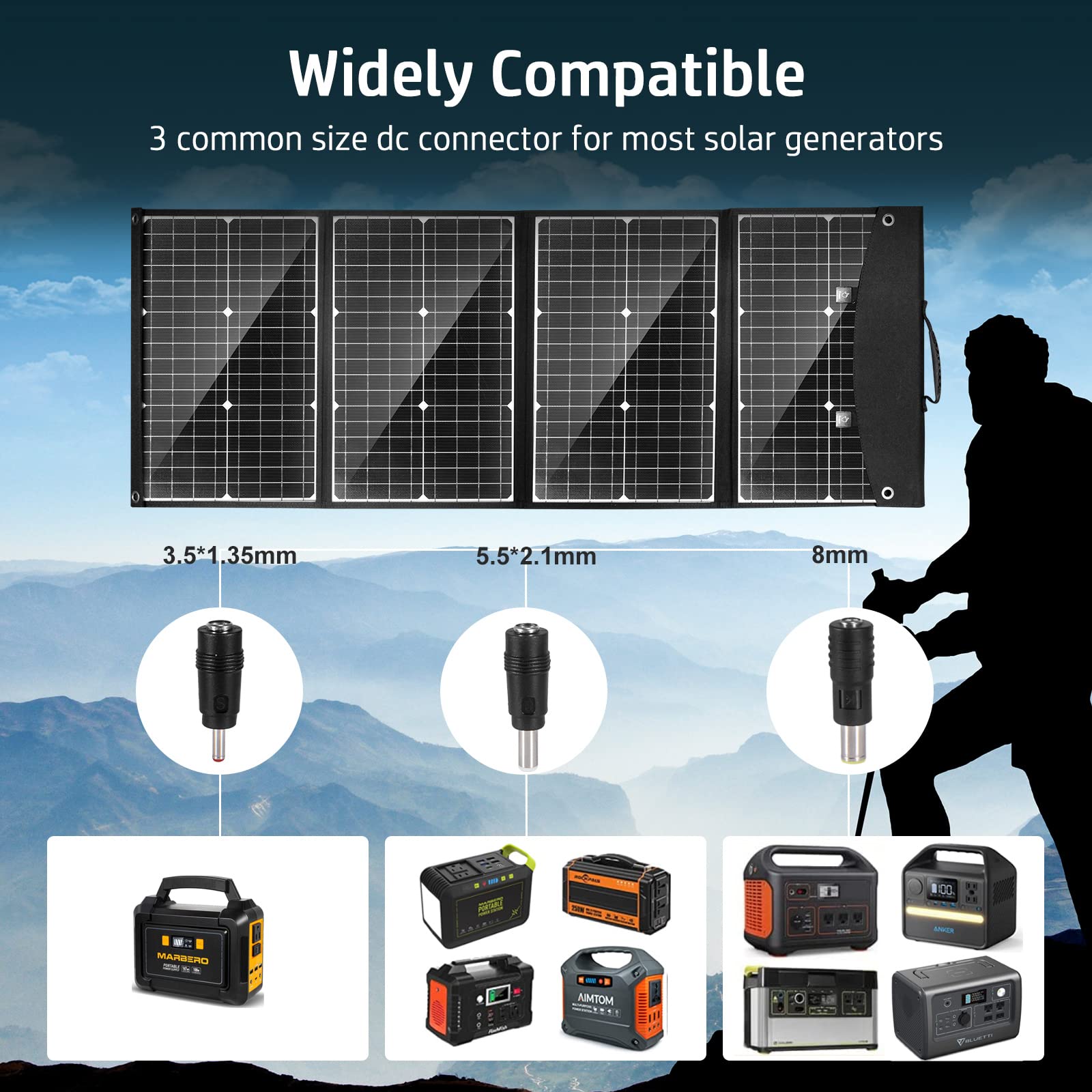 PROGENY 120 Watt Portable Solar Panel for Solar Generator and USB Devices, Waterproof Foldable Solar Panel for Jackery Explorer/Flashfish/BALDR/Goal Zero/Anker Power Stations