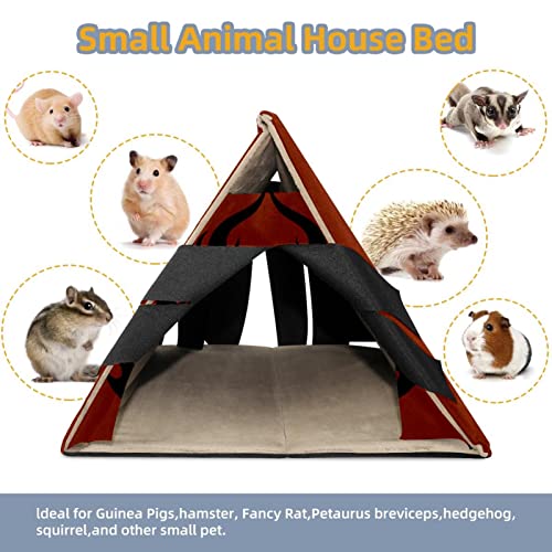 Y-DSIWX Guinea Pig House Bed, Rabbit Large Hideout, Small Animals Nest Hamster Cage Habitats Red Animal Tiger Face