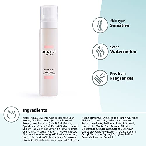 Honest Beauty Elevated Hydration Mist Women, Watermelon, 3.3 Fl Oz