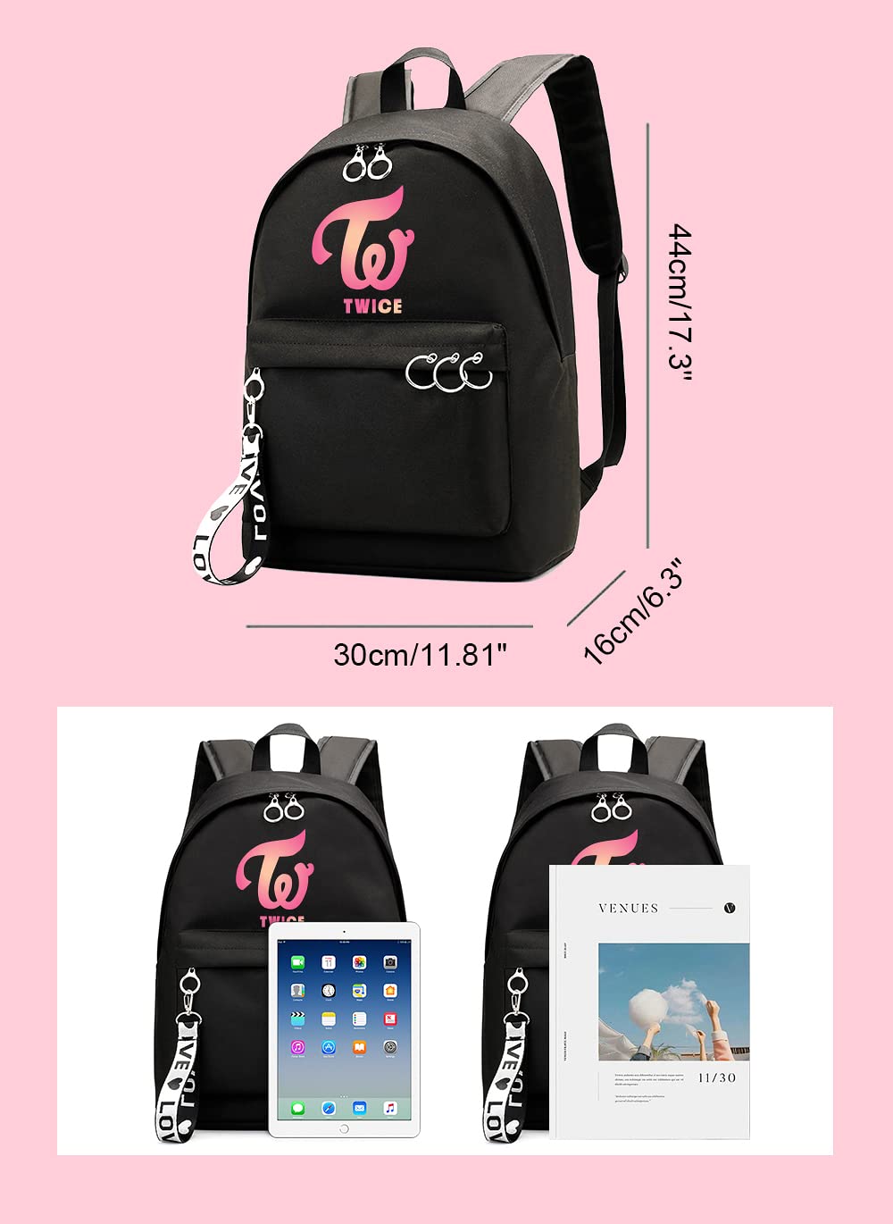 KAEFRA Casual Kpop New Twice Jeans Merch Backpack Bags Merchandise (KH003)