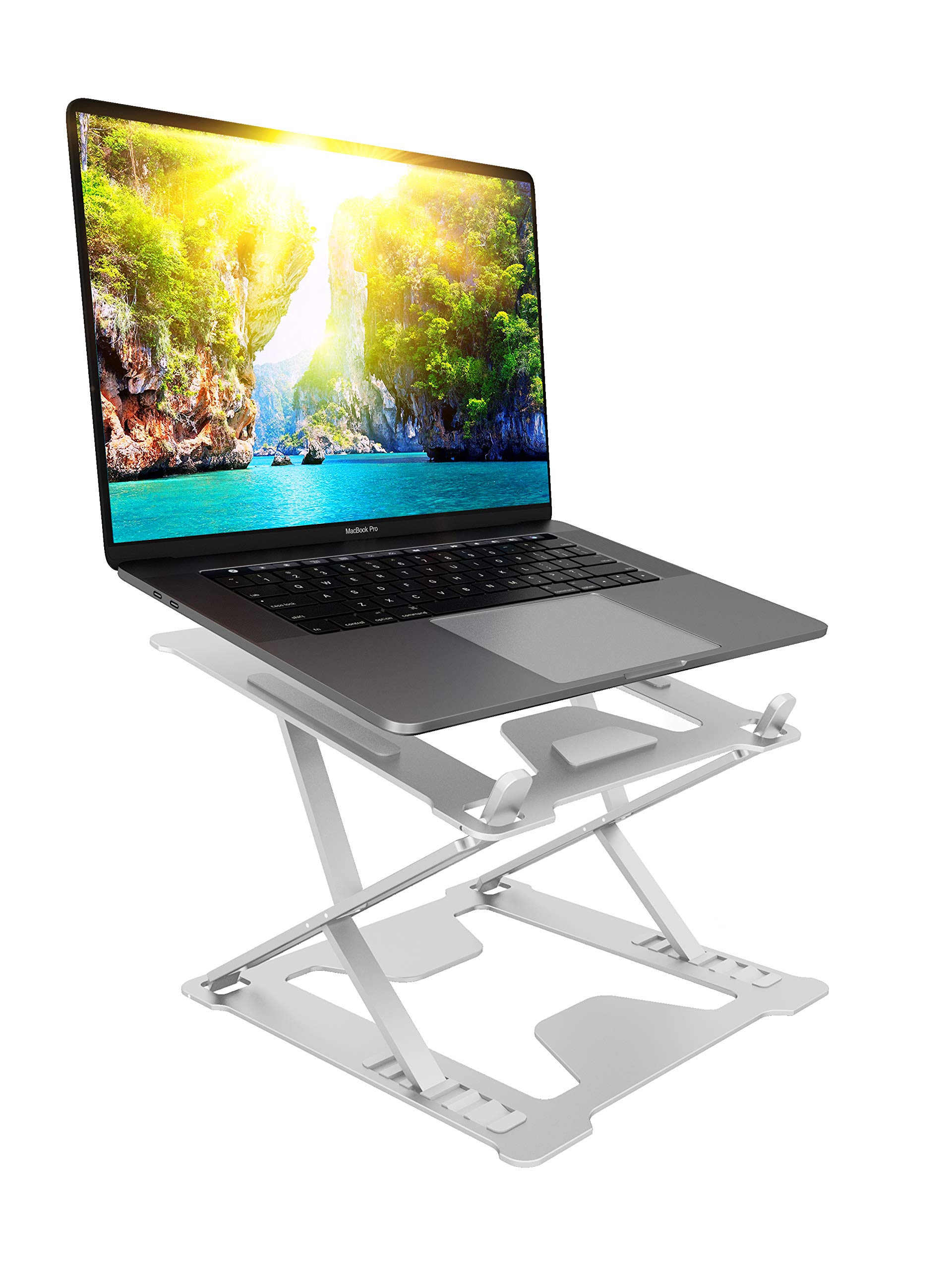 Laptop Stand by Shelcone - Laptop Holder - Adjustable Notebook Stand for Laptop up to 17 inches - Multi-Angle Stand with Heat-Vent to Elevate Laptop - Compatible for MacBook Pro/Air (Silver)