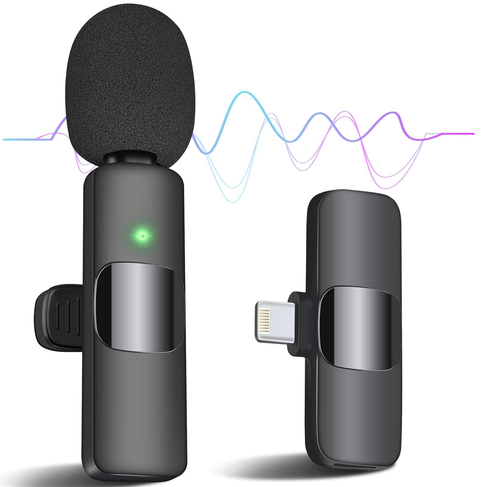 IIQ Wireless Lavalier Microphone for iPhone, Mini Professional Wireless Lavalier Microphone, Wireless Clip Mic, Tiny Lapel Microphone for iPad, for Video Interview Podcast, Facebook, YouTube