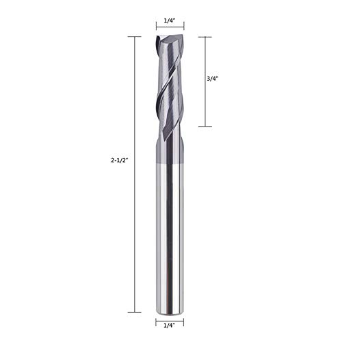 SpeTool 5PCS 2 Flutes Square Nose End Mill Set Power Milling Machine Carbide Upcut CNC Router Bits Tiain Coated, 1/4 inch Shank, 2 1/2 inches Long Overallā¦