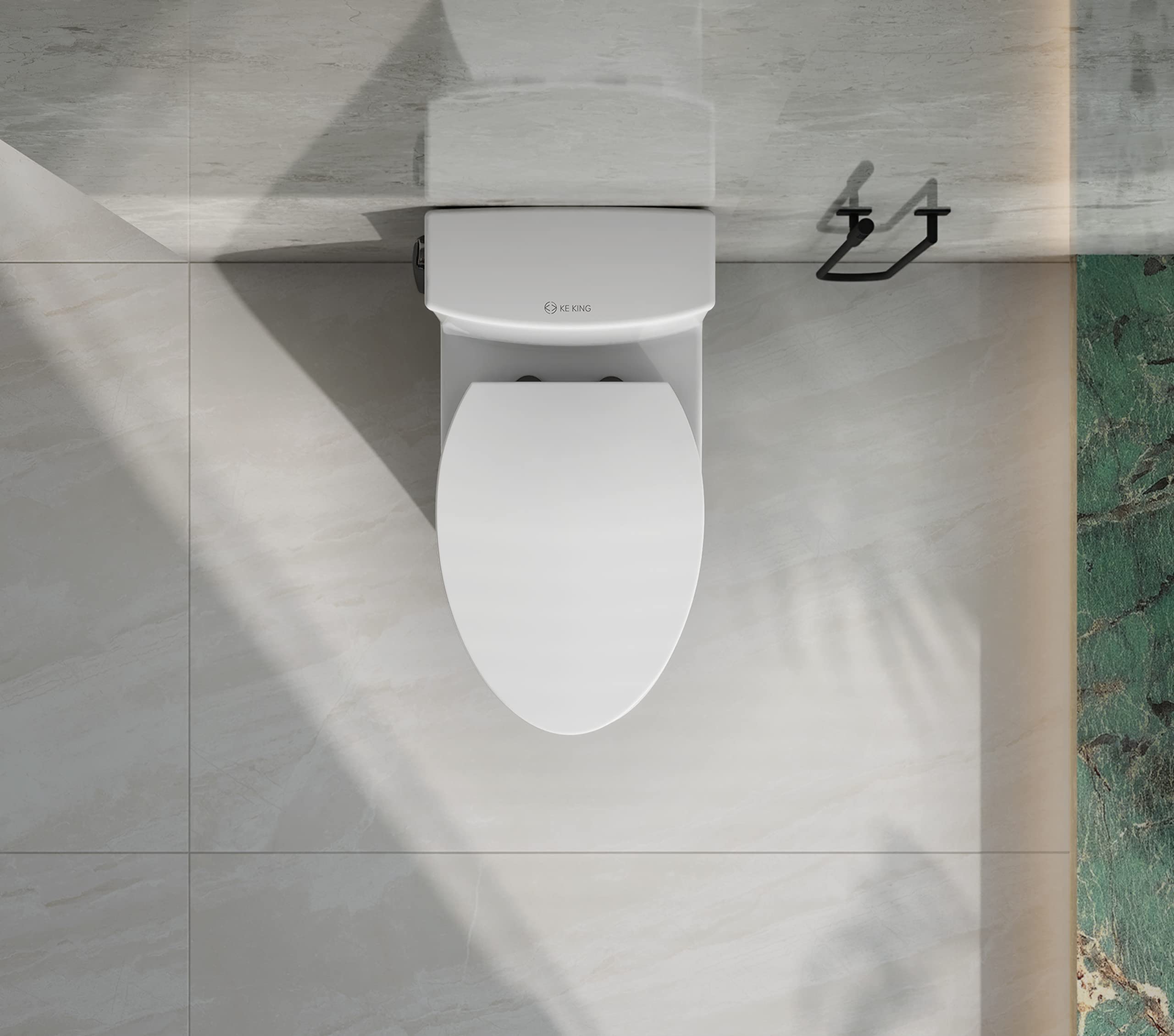 KE KING 1.28 Gpf Elongated One Piece Toilet, Powerful & Quiet Flush Modern Toilet(Side Flush) 12'' Rough-In Toilet & ADA Height
