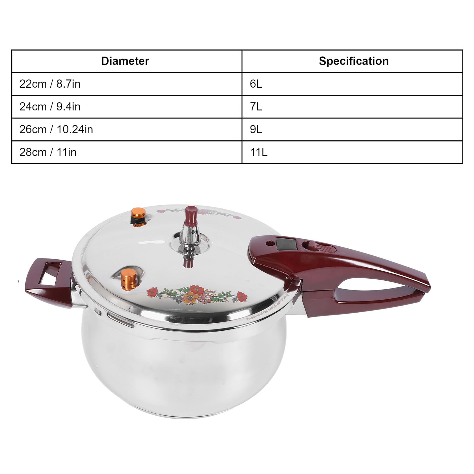 Stainless Steel Pressure Cooker 80KPA, Cookware Pressure Canner Rice Cooker with Safety Valve Devices, Compatible with Gas & Induction Cooker (9L)