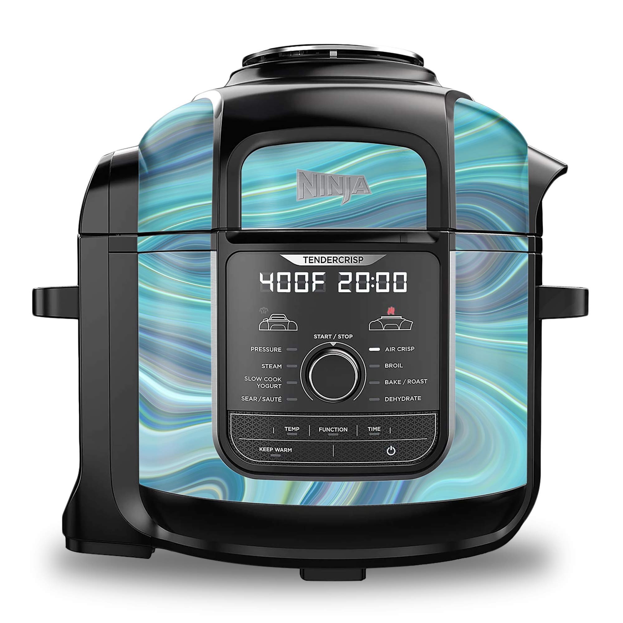 KRAFT'D Wrap for Ninja Foodi 8 Quart - QT Accessories Cover Sticker - Wraps fit Deluxe Cooker Mdl: FD402 LP3 | Aqua Blue Geode Swirl