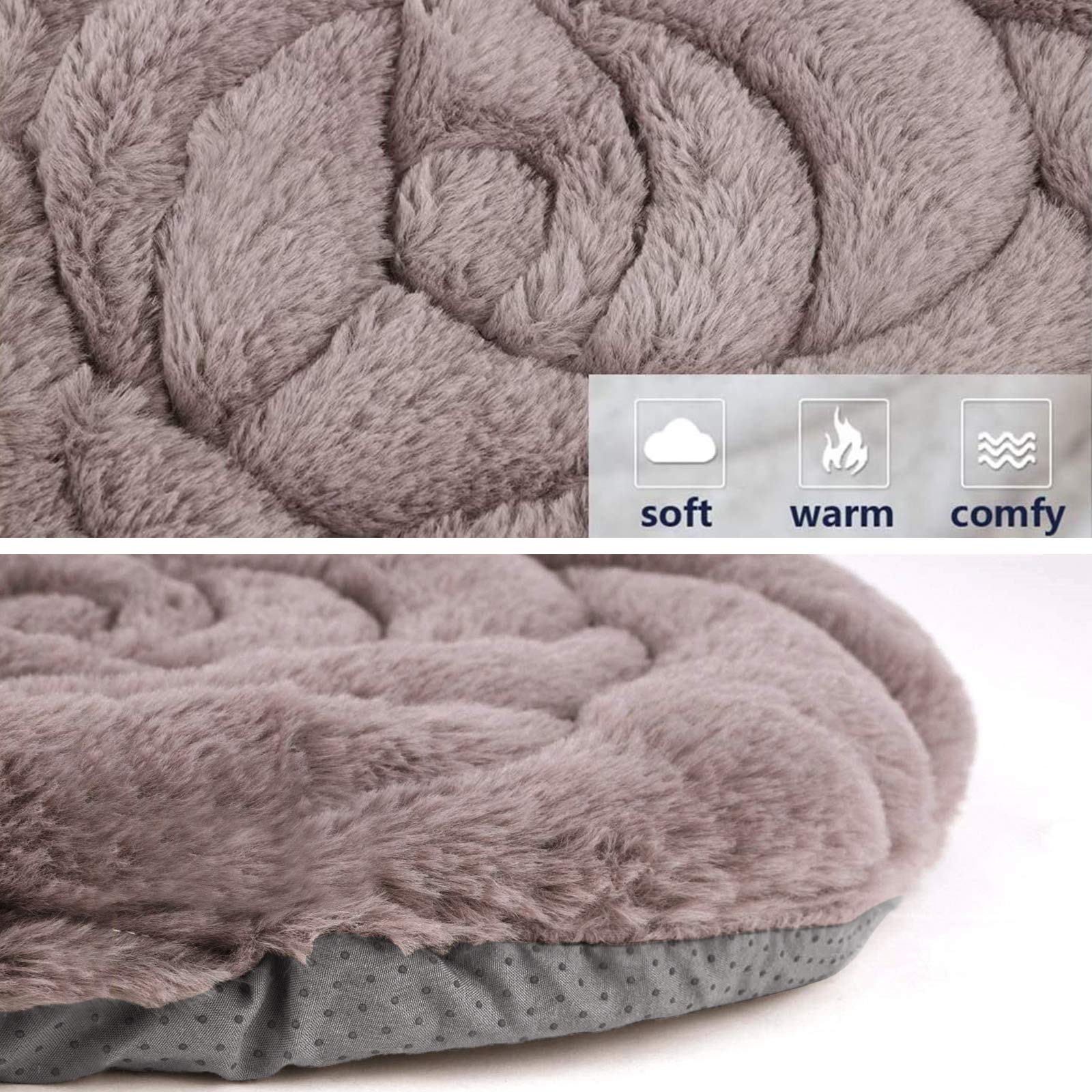 MioCloth Soft Plush Flower Rose Chair Pads Non Slip Comfortable Warm Round Stool Seat Cushion Pad Mat Home Office Desk Seat Kitchen Dining Chair Cover Pad Machine Washable Gray